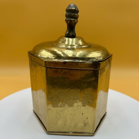 Vintage | Accents | Vintage Brass Tea Box Hinged Brass Decor Tea ...